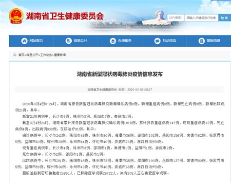 最新通报湖南新增确诊病例0例 累计确诊病例1018例 新增出院病例20例 累计出院病例933例 云溪新闻网