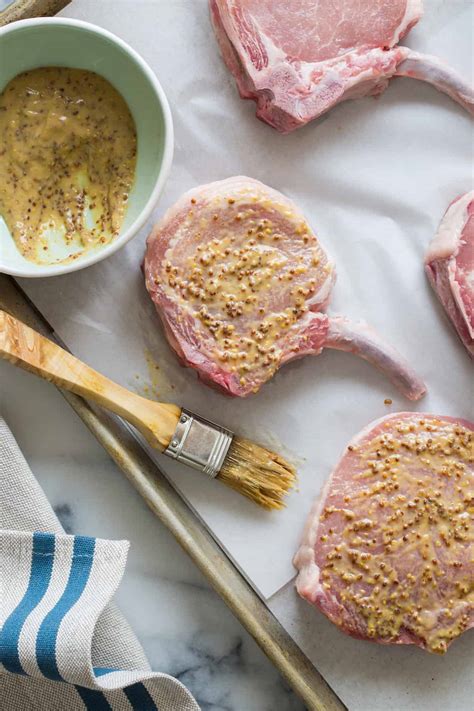 Mustard Crusted Pork Chops Grilling Recipe Spoon Fork Bacon