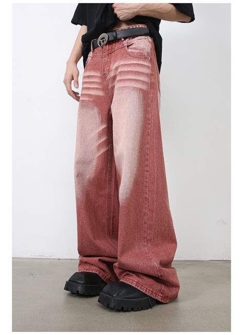Streetwear Red Baggy Denim Jeans Grailed