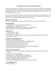 Example Of Scope Statement Print Pdf EXAMPLE OF PROJECT SCOPE STATEMENT A Project Scope
