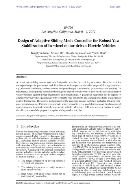 Pdf Design Of Adaptive Sliding Mode Controller For Robust Yaw