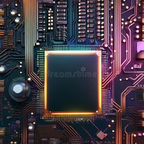 Glowing Circuit Board Futuristic Technology Concept Electronic Components 3d Illustration3