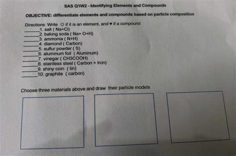 SAS Q1W2 Identifying Elements And Compounds StudyX