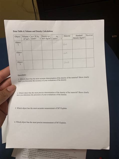Name Class Section Lab Report Data Table 2 Mass Data