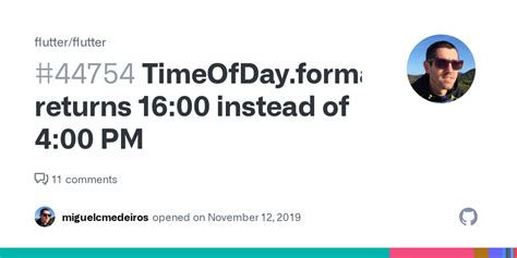 Timeofdayformat Returns 1600 Instead Of 400 Pm · Issue 44754