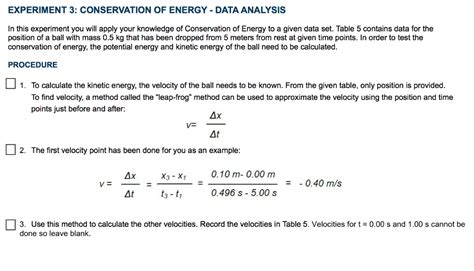 Solved Experiment 3 Conservation Of Energy Data Analysis