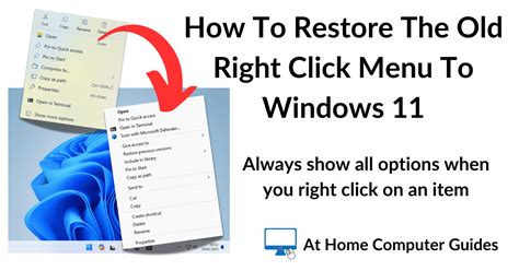 Restore The Old Right Click Menu Windows 11