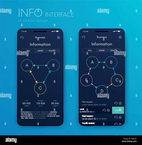 User Interface With Infographics With Charts And Graphs In Flat Design