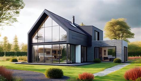 Imagen Exterior De Una Nueva Casa Moderna Con Grandes Ventanales Con