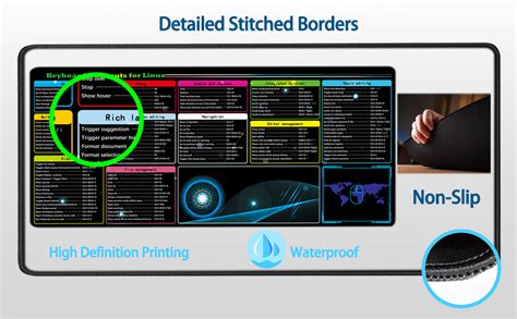 Birsukl Linux Keyboard Shortcuts Mouse Pad Extended Large