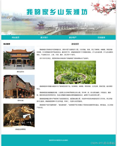我的家乡潍坊html静态网页 学生个人网页设计作品 学生家乡网页模板 简单个人主页成品mb62d3b4c95d588的技术博客51cto博客