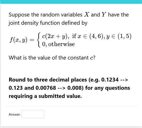 solved suppose the random variables x and y have the joint