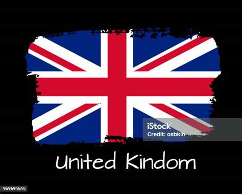 벡터 일러스트입니다 손 영국 국기를 그립니다 검은 바탕에 디자인에 대 한 국가 영국 배너 0명에 대한 스톡 벡터 아트 및 기타