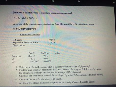 Solved Problem 2 The Following Is A Multiple Linear