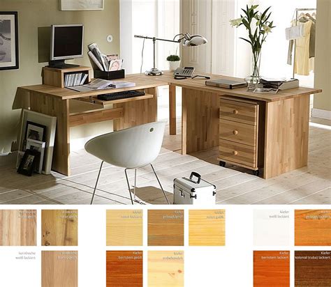 Massivholz Computertisch über Eck Contra 240x74x205cm Geölt Massivholzmoebel Experte