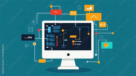 Software Development Version Control Branching Flat Design Digital