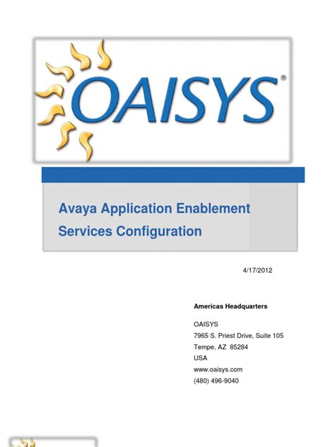 Avaya Application Enablement Services Configuration Pdf Server