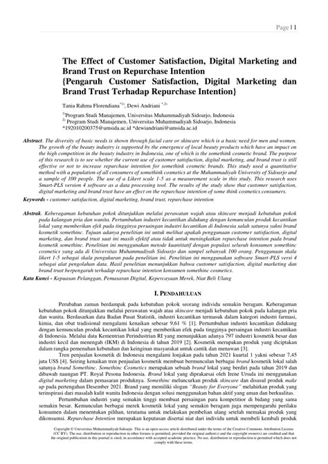 Pdf Effect Of Customer Satisfaction Digital Marketing And Brand Trust On Repurchase Intention