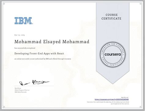 Mohammad Elsayed On Linkedin React Ibm Coursera Frontend
