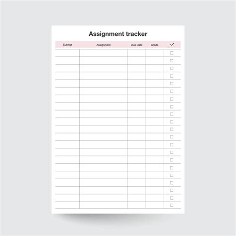 Homework Chart Template