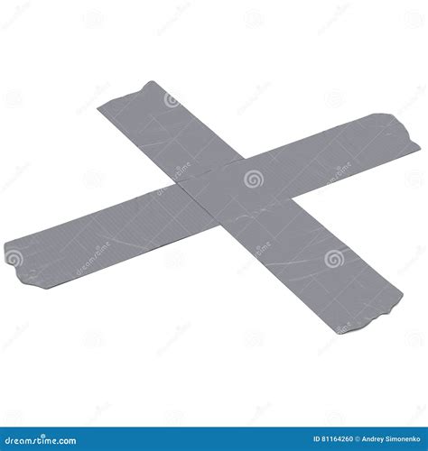 Crossed Duct Tape Strips Isolated On White 3d Illustration Stock