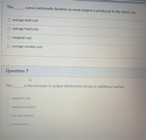 Solved The Curve Continually Declines As More Output