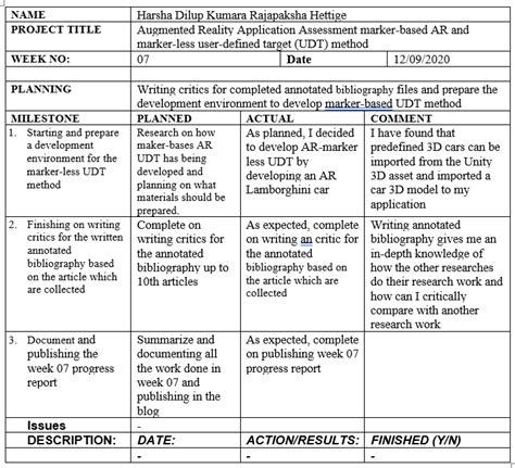 week 7 progress report harsha kumar s ar project itc 571