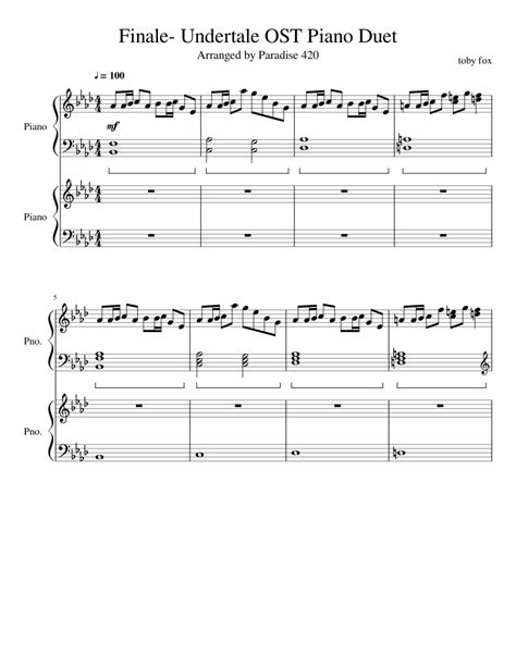 Finale Undertale Ost Piano Duet Sheet Music For Piano Download Free
