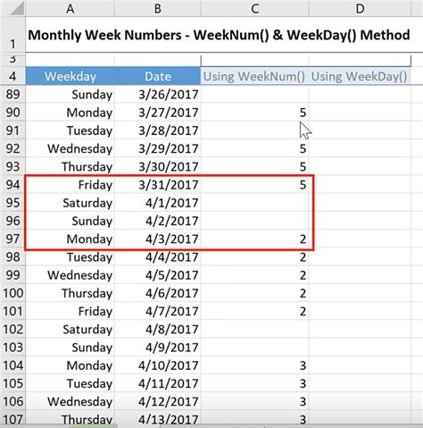 Excel Reset Week Number Every Month Start From Week 1 Every New