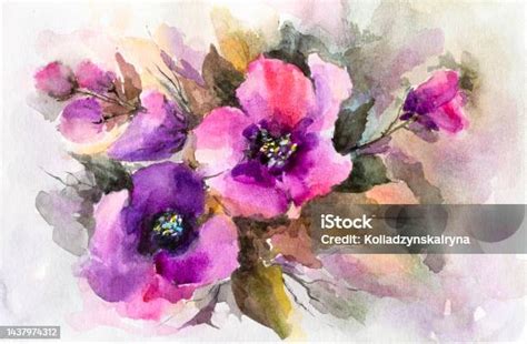 흰색 배경에 수채화 꽃을 그리기 인상주의 스타일 꽃 그림 꽃 꽃다발 밝은 색상 예술적 배경입니다 패키지 디자인 카드 꽃 카드 봄