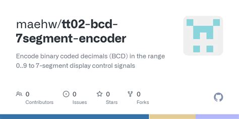 Github Maehwtt02 Bcd 7segment Encoder Encode Binary Coded Decimals Bcd In The Range 09