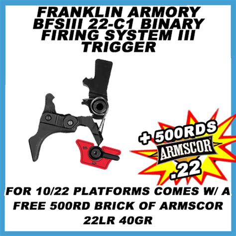 Franklin Armory BFSIII 22 C1 Binary Firing System III Trigger 500Rds Of Armscor 22lr FREE
