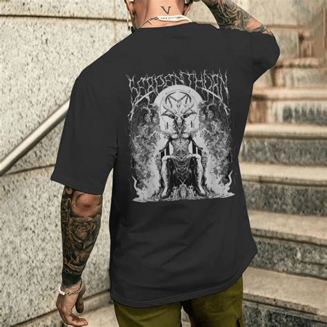 Baphomet Occult Satan Goat Head Tarot Card Unholy Horror Mens T Shirt Back Print Monsterry