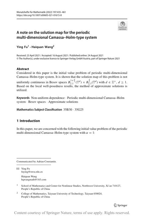 A Note On The Solution Map For The Periodic Multi Dimensional Camassaholm Type System