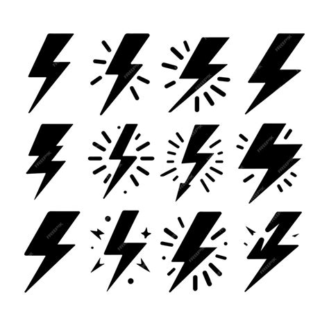 Premium Vector Lightning Monochrome Icons Set