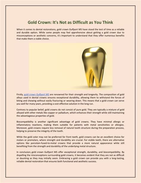 Ppt Gold Crown Its Not As Difficult As You Think Powerpoint