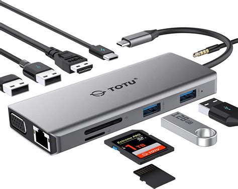 Usb C Hub Type C Hub Totu 11 In 1 Adapter With Ethernet 4k Usb C To