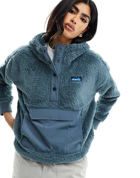Kavu Moon Ridge Pull Over Fleece Jumper In Green Asos