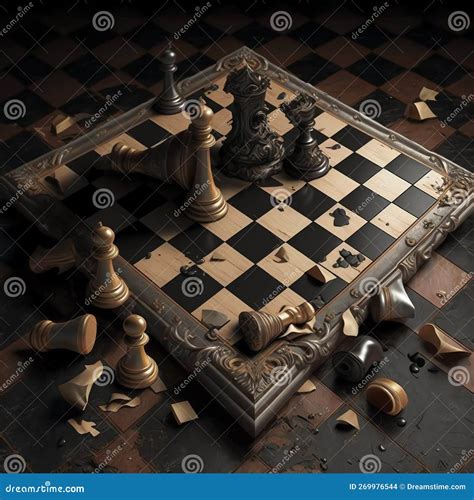 Chess Board With Broken Chess Pieces Stock Illustration Illustration Of Pieces Game 269976544