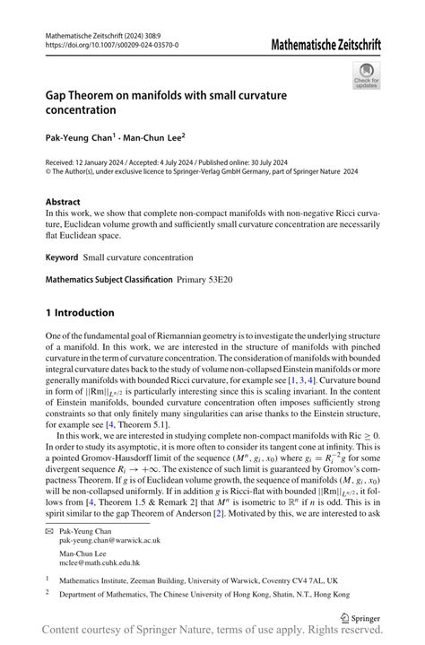 Gap Theorem On Manifolds With Small Curvature Concentration Request Pdf