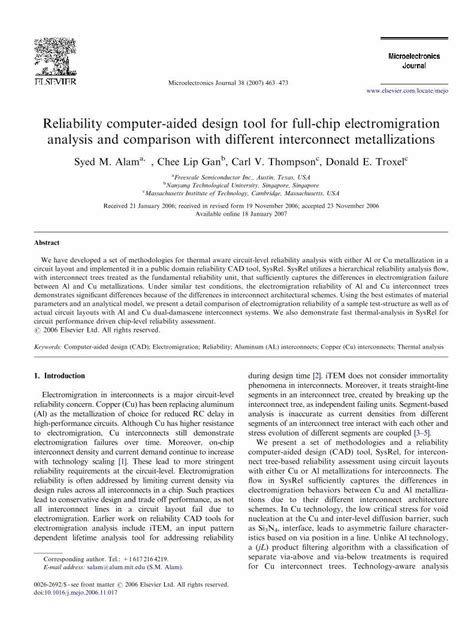 Pdf Reliability Computer Aided Design Tool For Full Chip