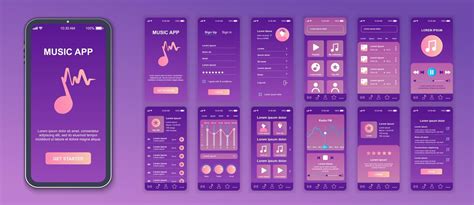 Premium Vector Music Mobile App Interface Screens Template Set Account Login Settings Song