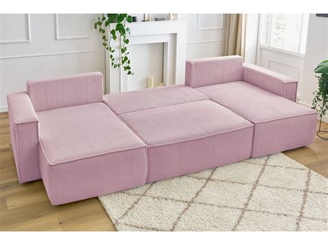 Wohnlandschaft Bobochic Nihad Cord Stoff Violett Conforama Ch