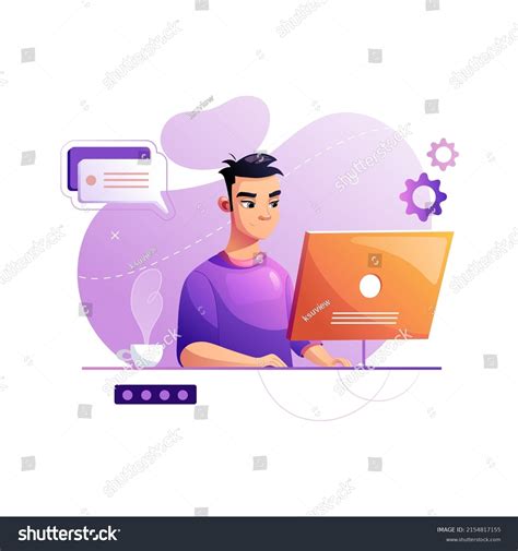 Programmer Concentrated Working Project Developing Programming Stock Vector Royalty Free