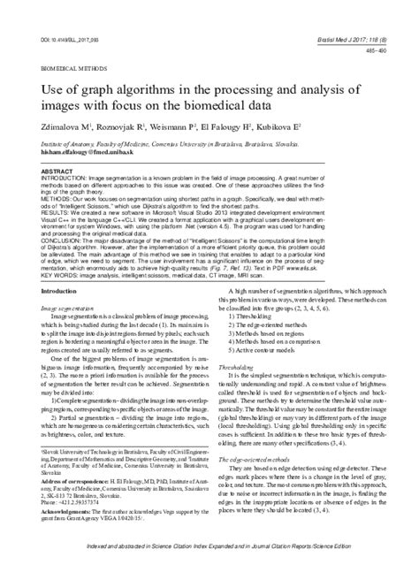 Pdf Use Of Graph Algorithms In The Processing And Analysis Of Images