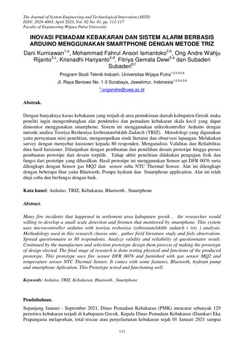Pdf Inovasi Pemadam Kebakaran Dan Sistem Alarm Berbasis Arduino Menggunakan Smartphone Dengan