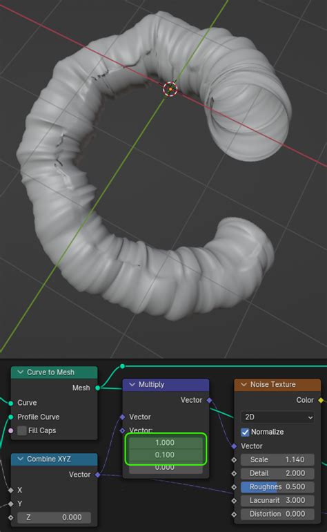 Stretch Noise Displacement Along Curve Geometry Nodes Blender Stack