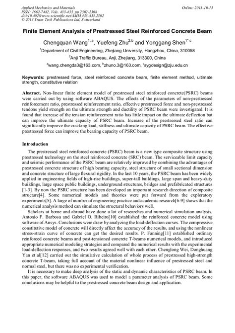 Finite Element Analysis Of Prestressed Steel Reinforced Concrete Beam