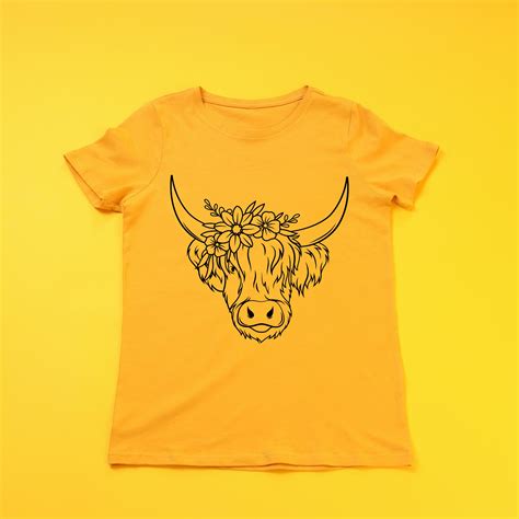Highland Cow Svg Cow With Flowers Svg Floral Cow Head Svg Etsy