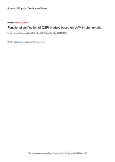 Pdf Functional Verification Of Qspi Module Based On Uvm Implementation